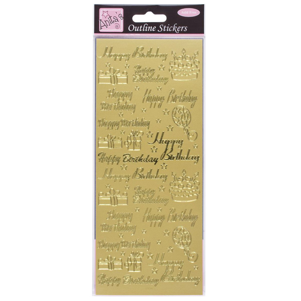 Celebratory Text Stickers – Happy Birthday – Gold. Per sheet | Eduspace ...