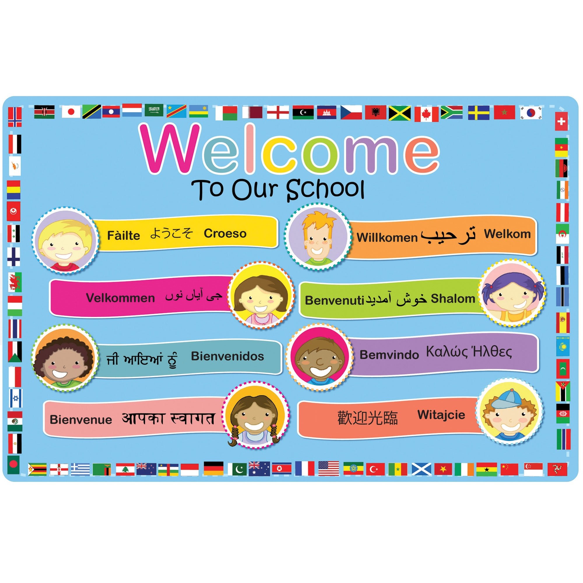 Welcome To Our School In Different Languages Poster | Eduspace Supplies