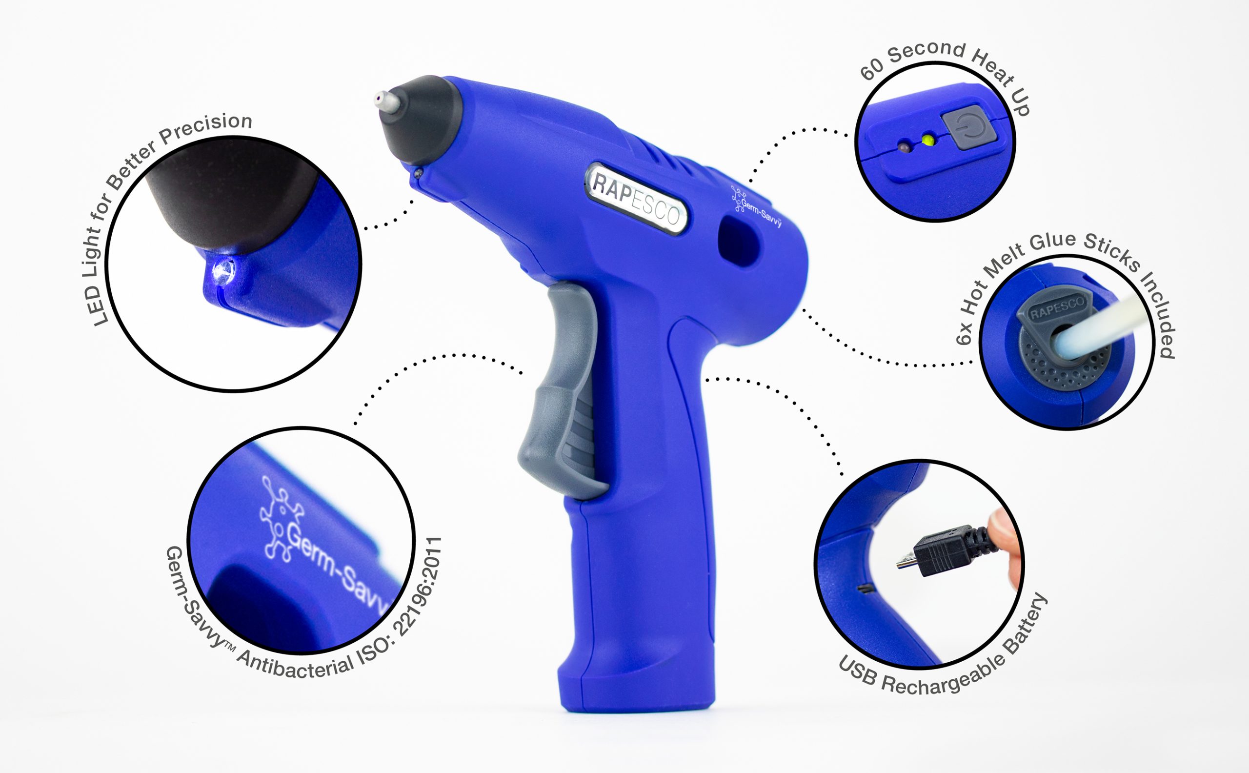 Rapesco G4-7 Cordless Hot Melt Glue Gun | Eduspace Supplies