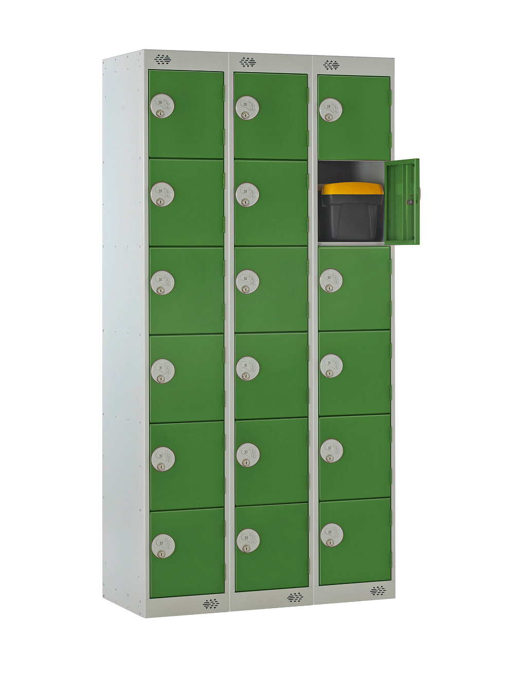 Full Size Lockers- Nest of 3- Grn 6 Door | Eduspace Supplies