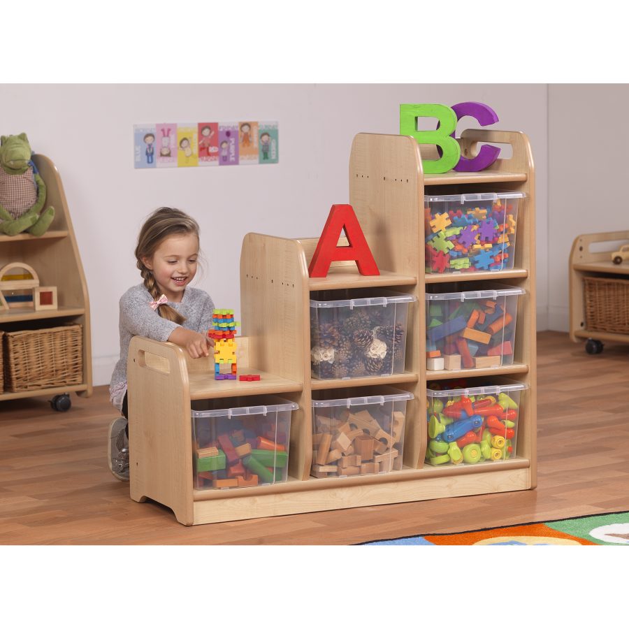 Stepped Storage Unit Right(cleartubs) | Learning Space Solutions