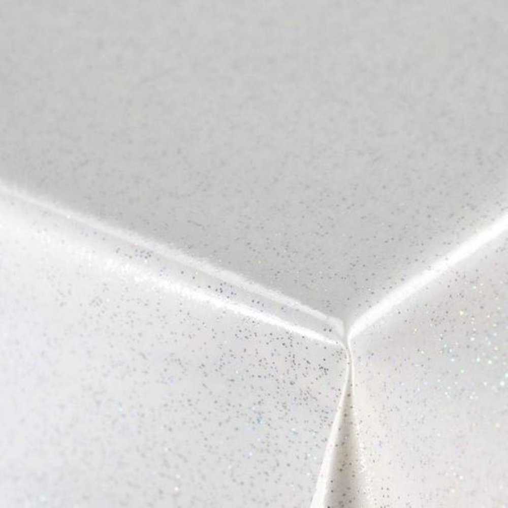 PVC Glitter Table Cover 1.4 x 1.7m White | Eduspace Supplies