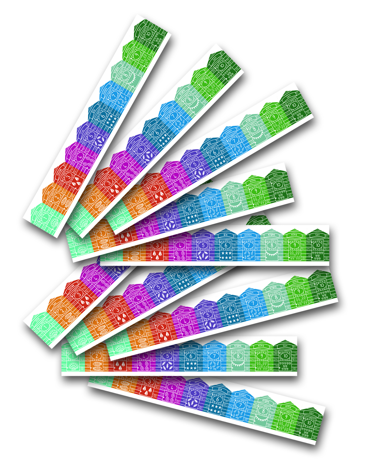 Number Lines – Beach Huts Set of 10 | Eduspace Supplies