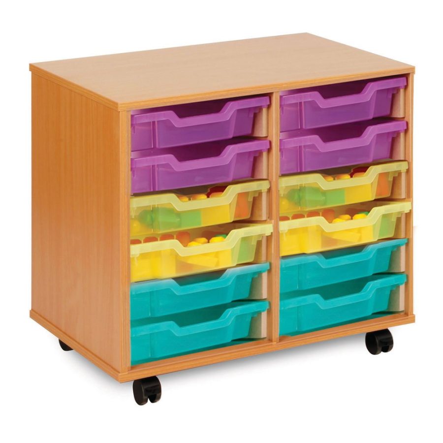 12 Tray Unit – Shallow Translucent Trays | Eduspace Supplies