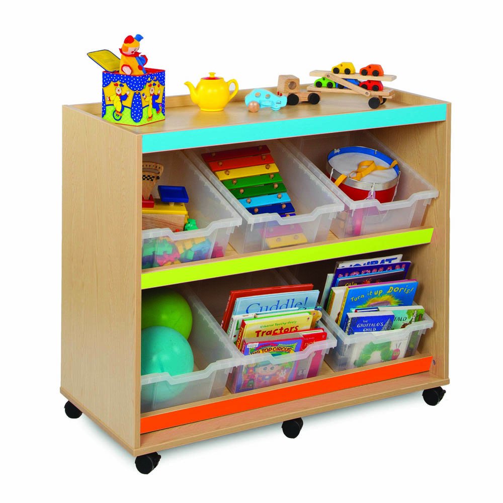 Angled Tray Unit With Inset Lid 6 Deep Trays With Multi Coloured Trim ...