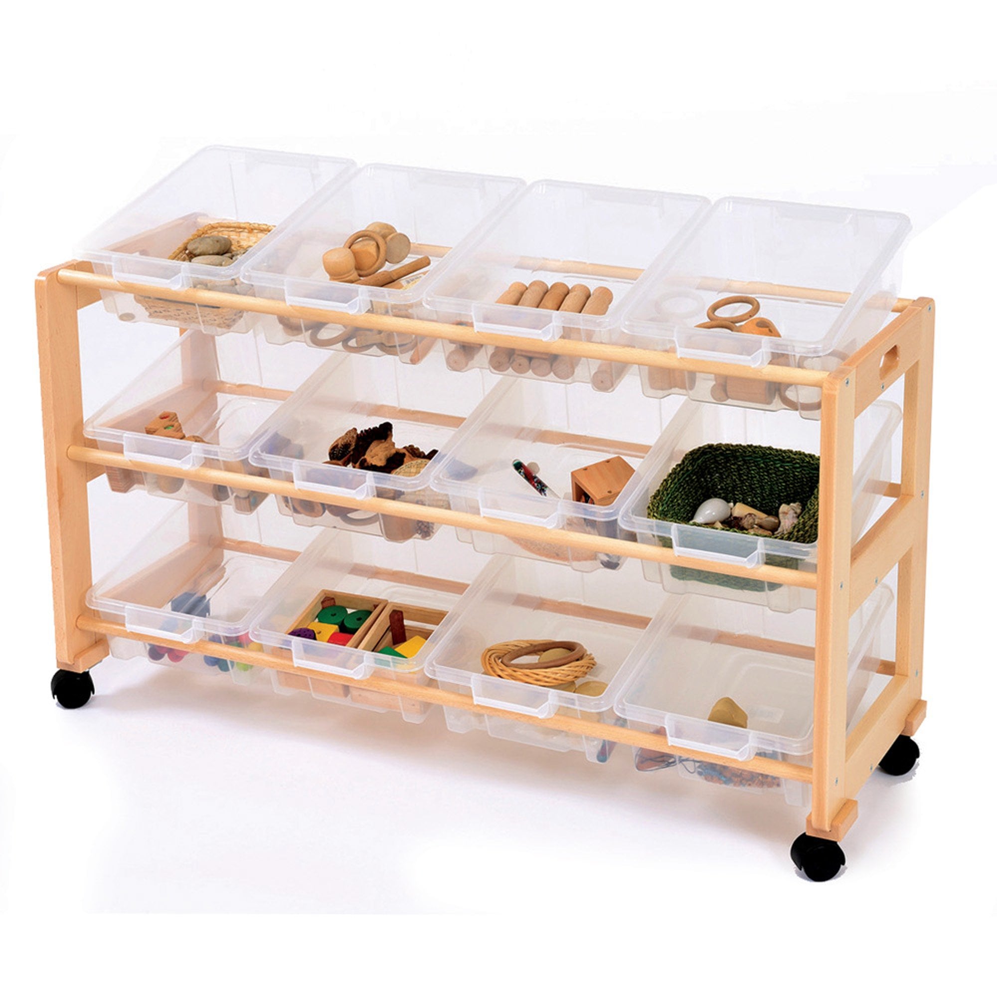 Single Beech Classroom Tidy – 12 Clear Trays | Eduspace Supplies