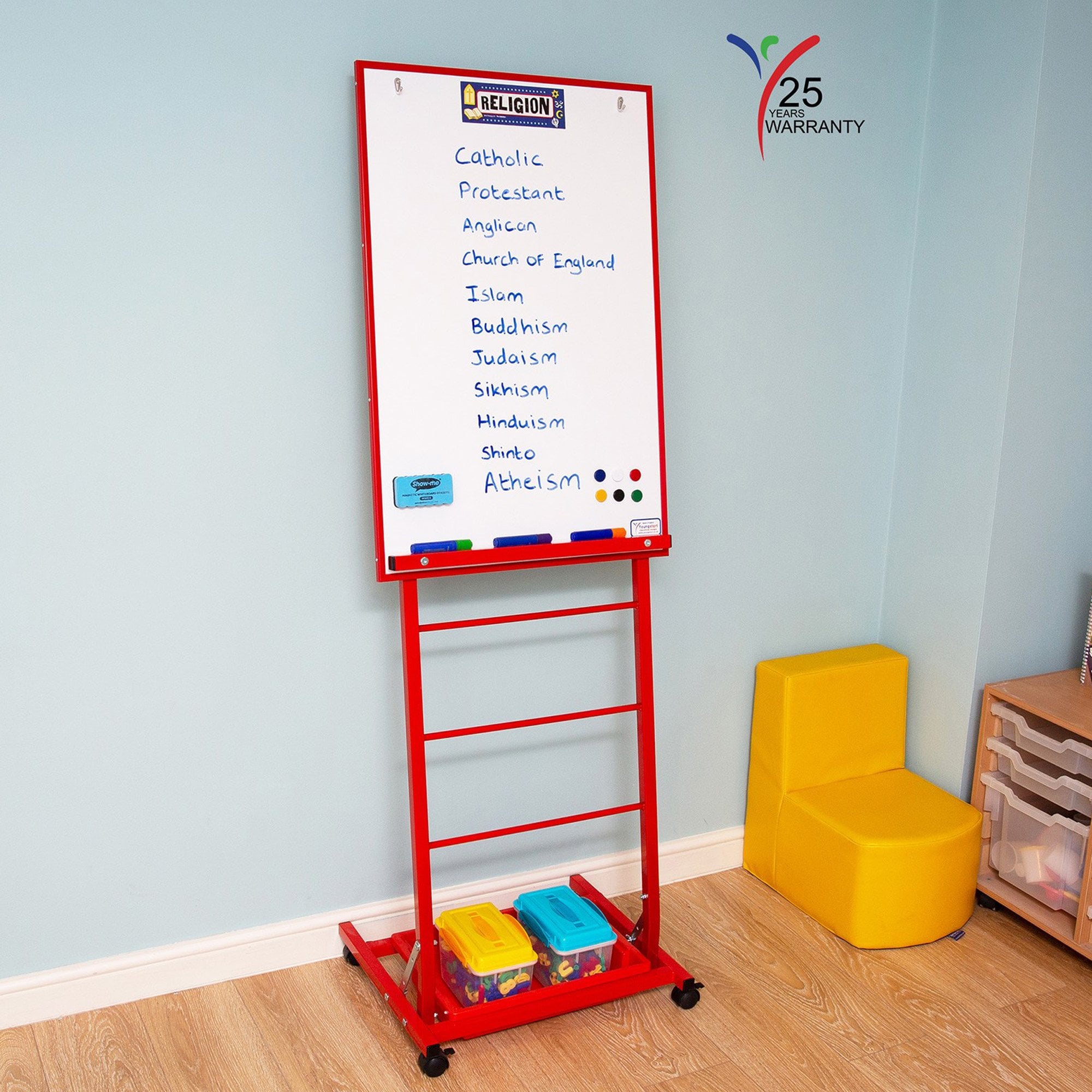 Single Boarded Mobile Easel Portrait Style Red | Eduspace Supplies