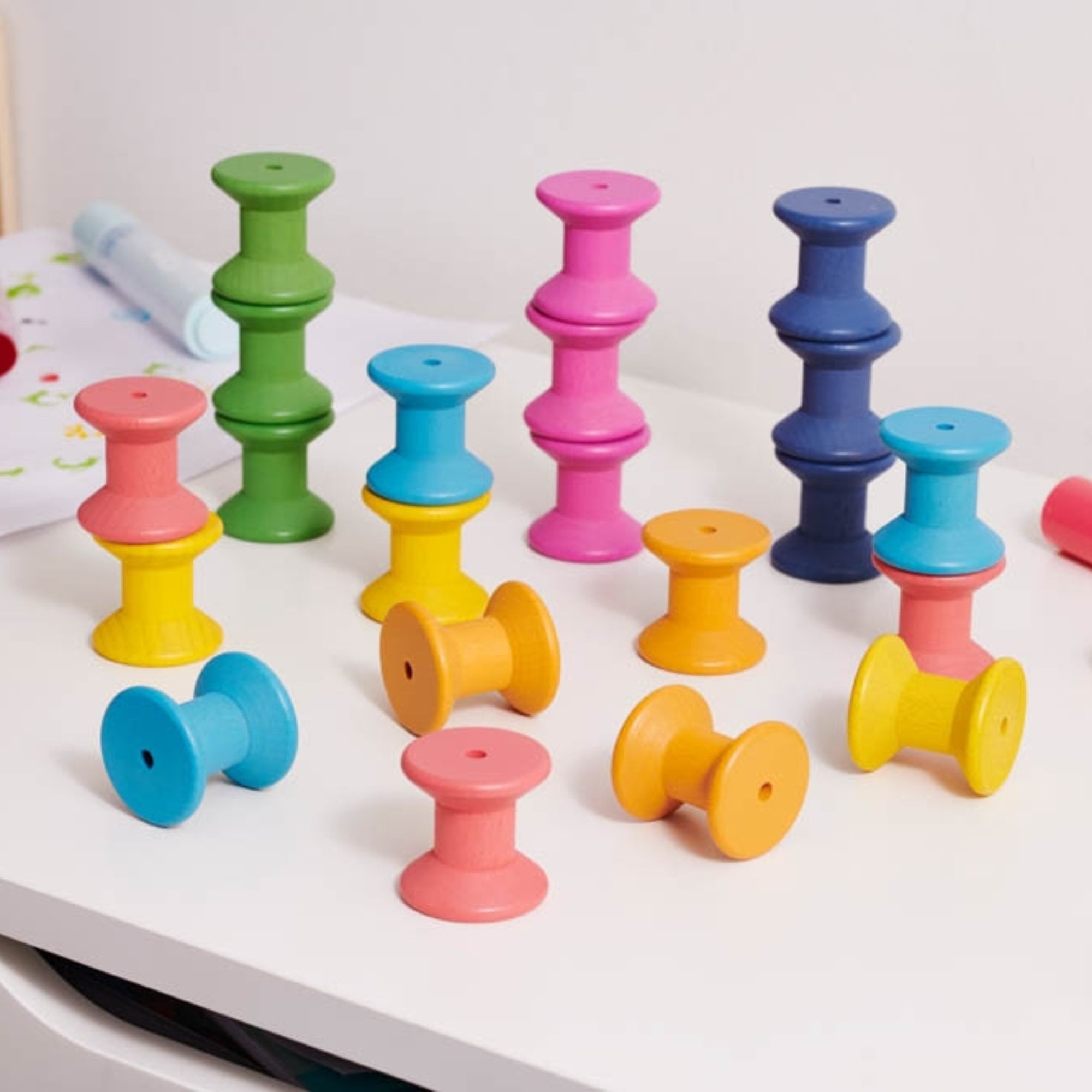 TickiT Rainbow Wooden Spools | Eduspace Supplies