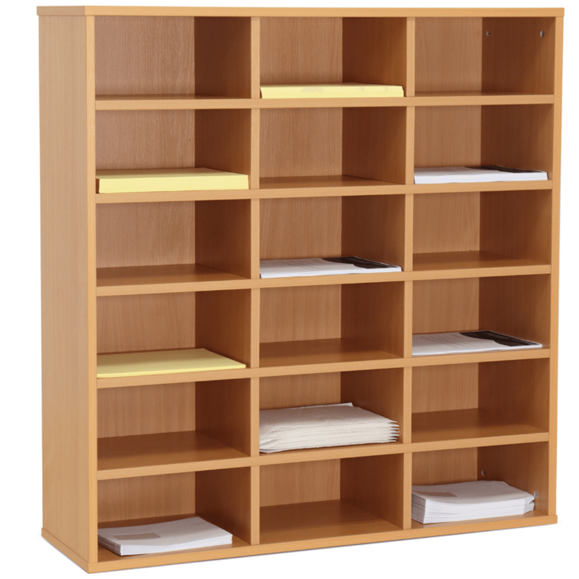 18 A4 Compartment Pigeon Hole Unit In Maple MFC | Eduspace Supplies