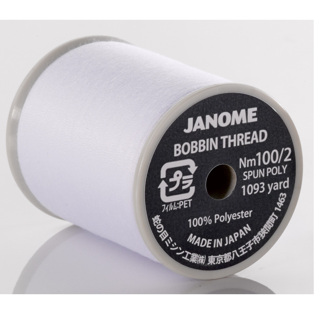 Janome Polyester Bobbin Thread 1000m Reel – White | Eduspace Supplies