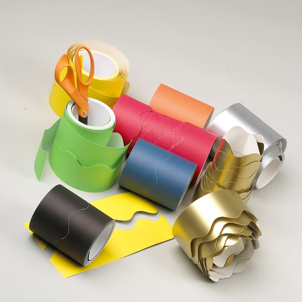 Scalloped Bordette Assortment. Pack of 12 Rolls | Eduspace Supplies