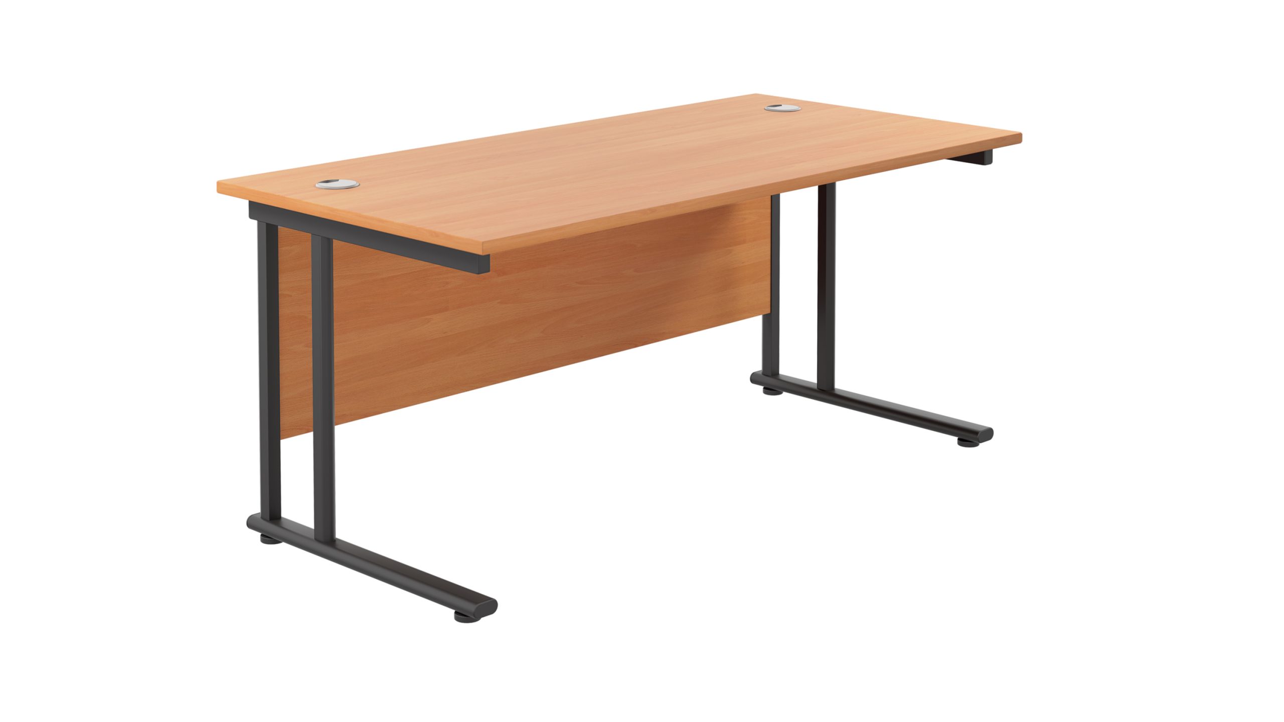 Twin Upright Rectangular Desk: 800mm Deep | 1800X800 | Beech/Black ...