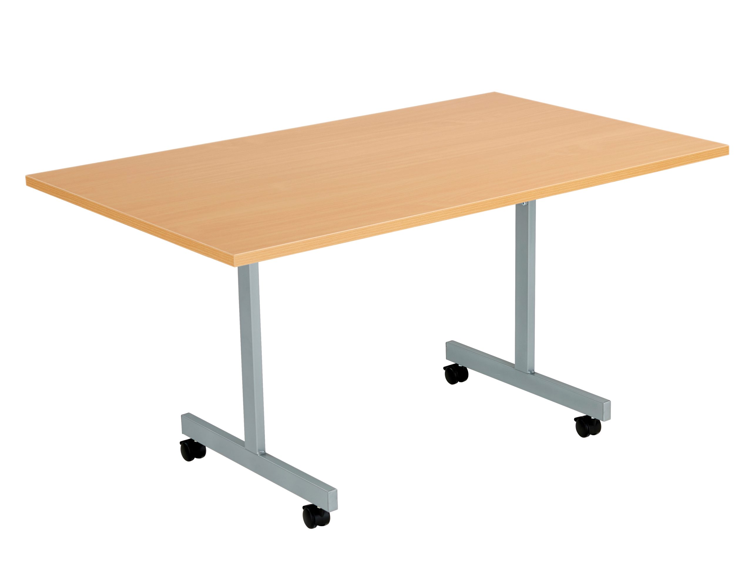 One Eighty Rectangular Tilting Table | 1400 X 800 | Beech/Silver | Eduspace Supplies