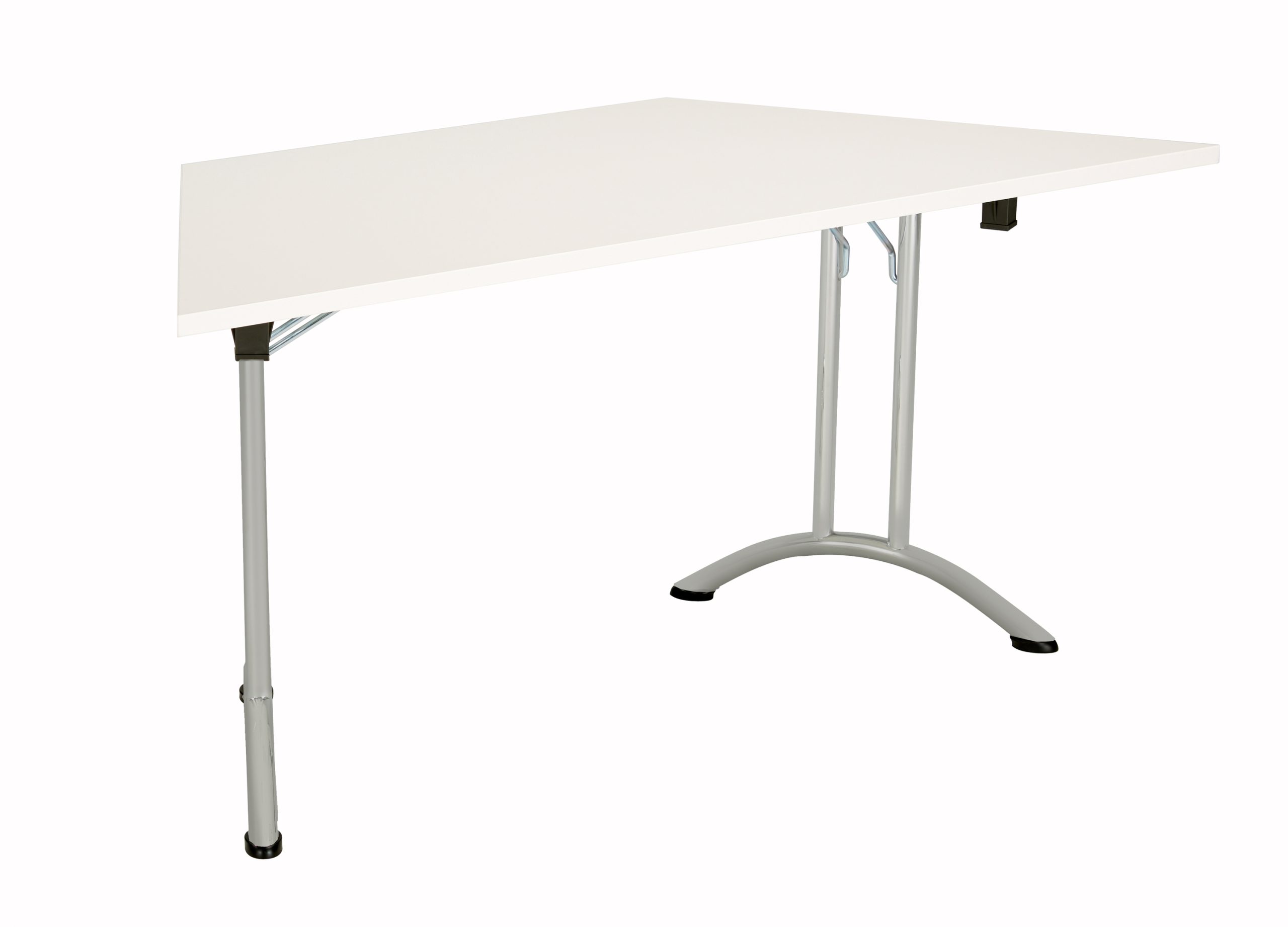 One Union Trapezoidal Folding Table | 1600 X 800 | White/Silver ...