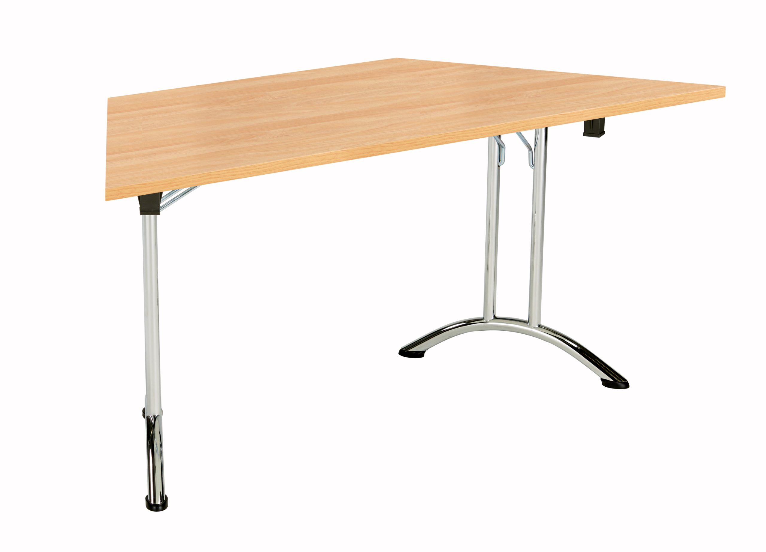 One Union Trapezoidal Folding Table | 1600 X 800 | Beech/Chrome ...