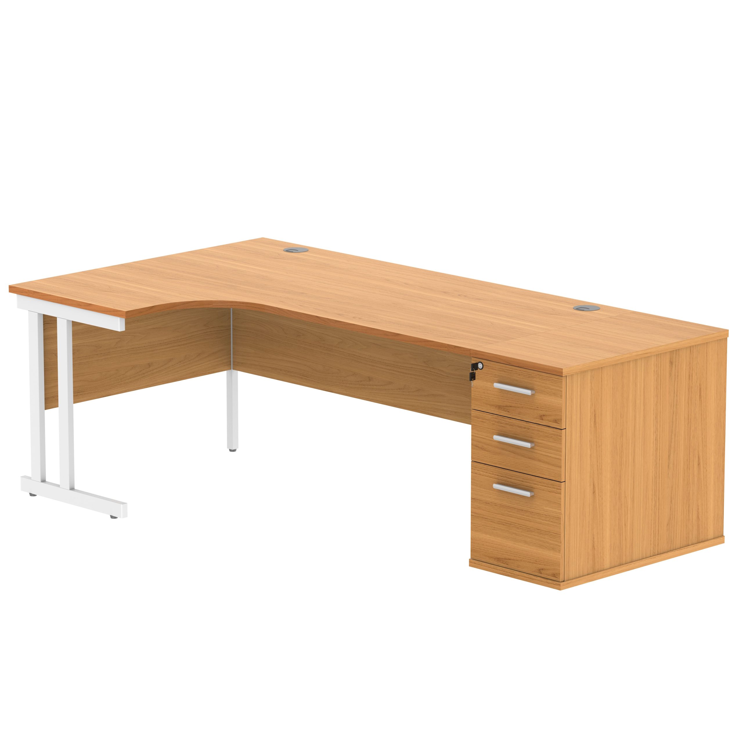 Double Upright Left Hand Radial Desk + Desk High Pedestal | 800mm Deep ...