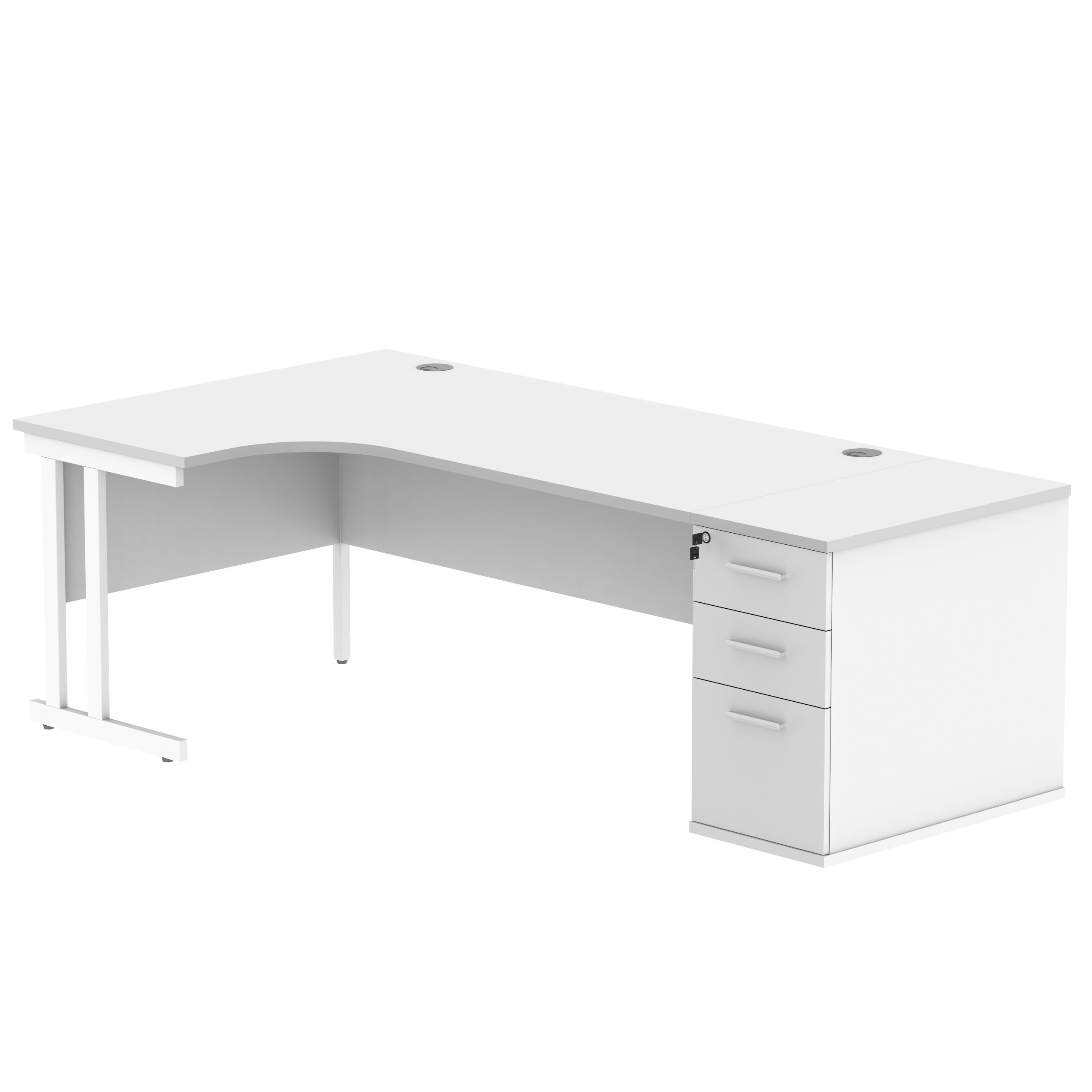 Double Upright Left Hand Radial Desk + Desk High Pedestal | 800mm Deep ...