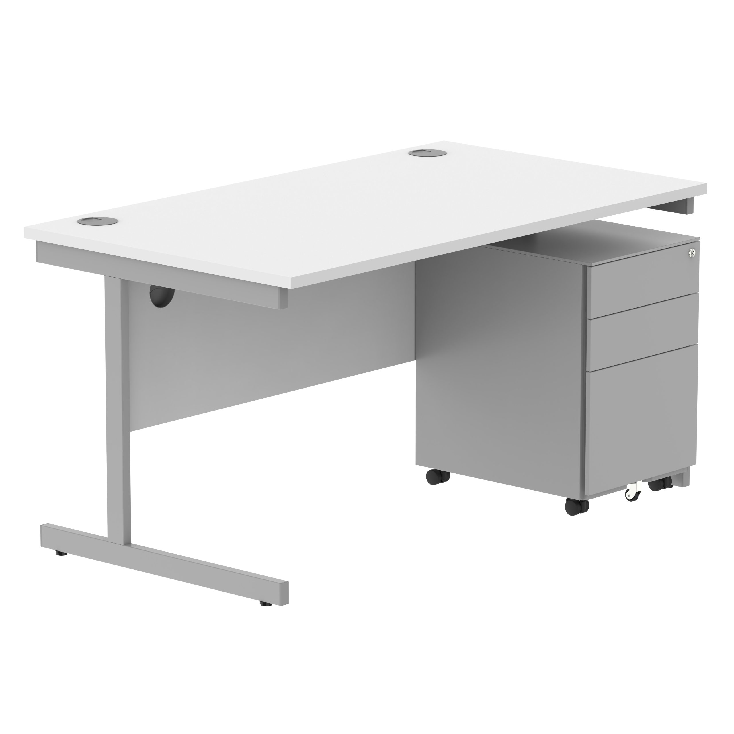 CORE Single Upright Rectangular Desk + Under Desk Steel Pedestal 3 ...