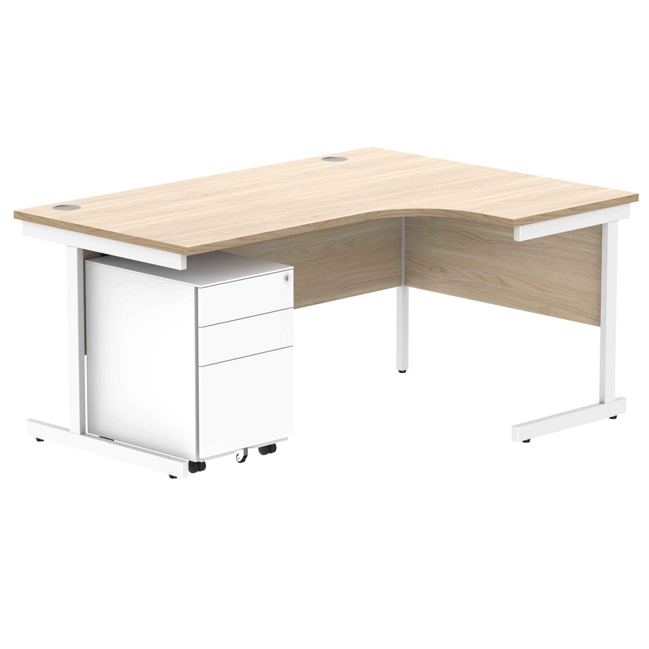 CORE Single Upright Right Hand Radial Desk + Under Desk Steel Pedestal ...