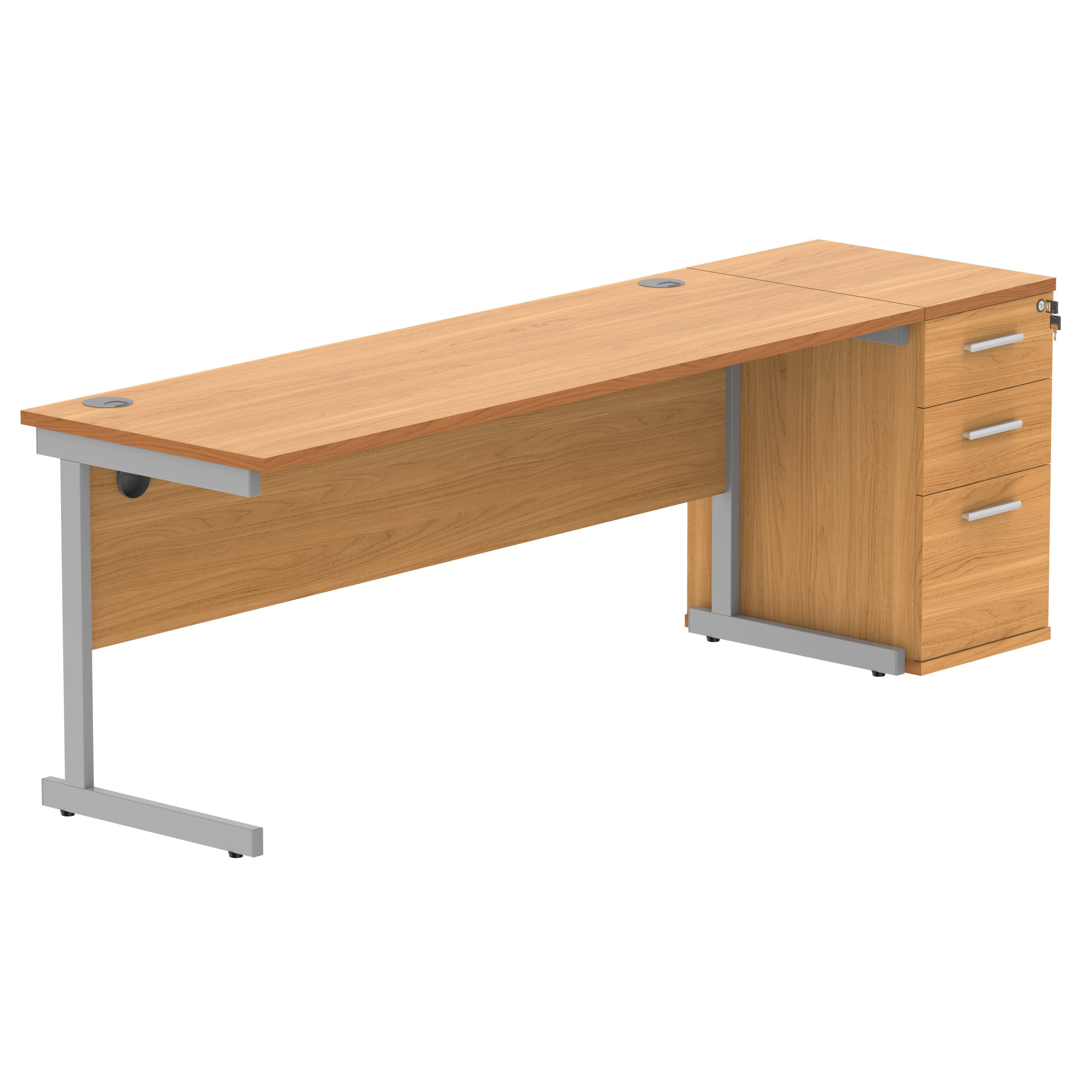 Single Upright Rectangular Desk + Desk High Pedestal | 1800 X 600 ...