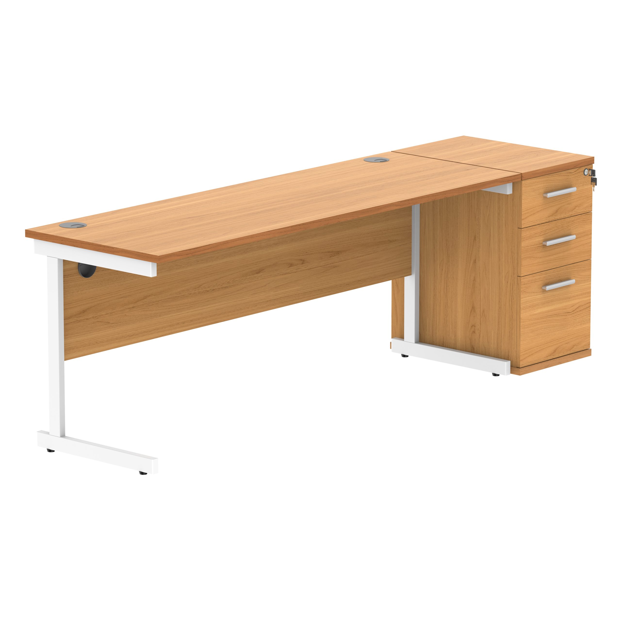 Single Upright Rectangular Desk + Desk High Pedestal | 1800 X 600 ...