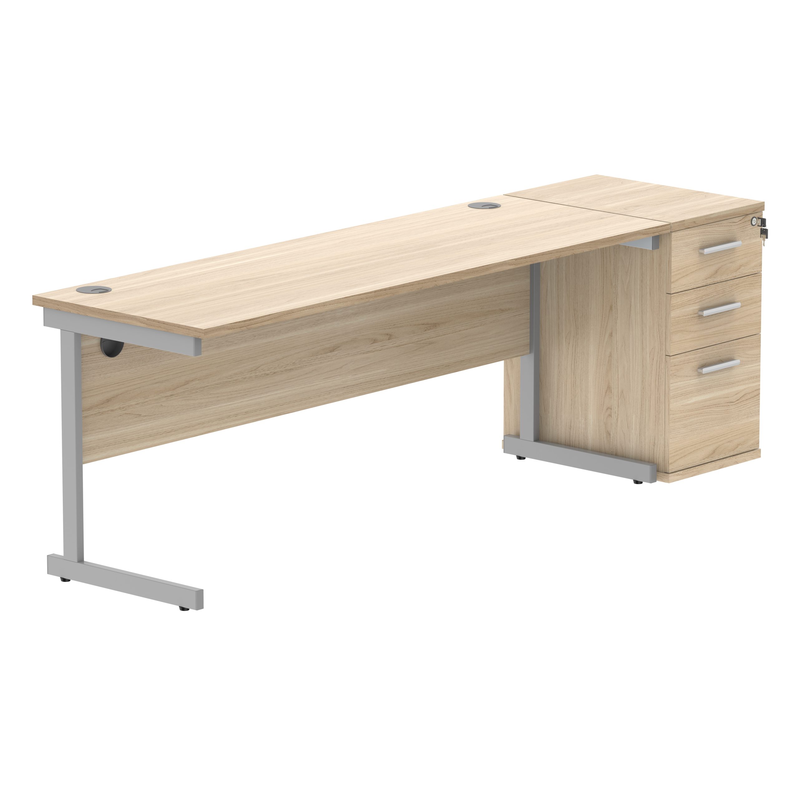 Single Upright Rectangular Desk + Desk High Pedestal | 1800 X 600 ...