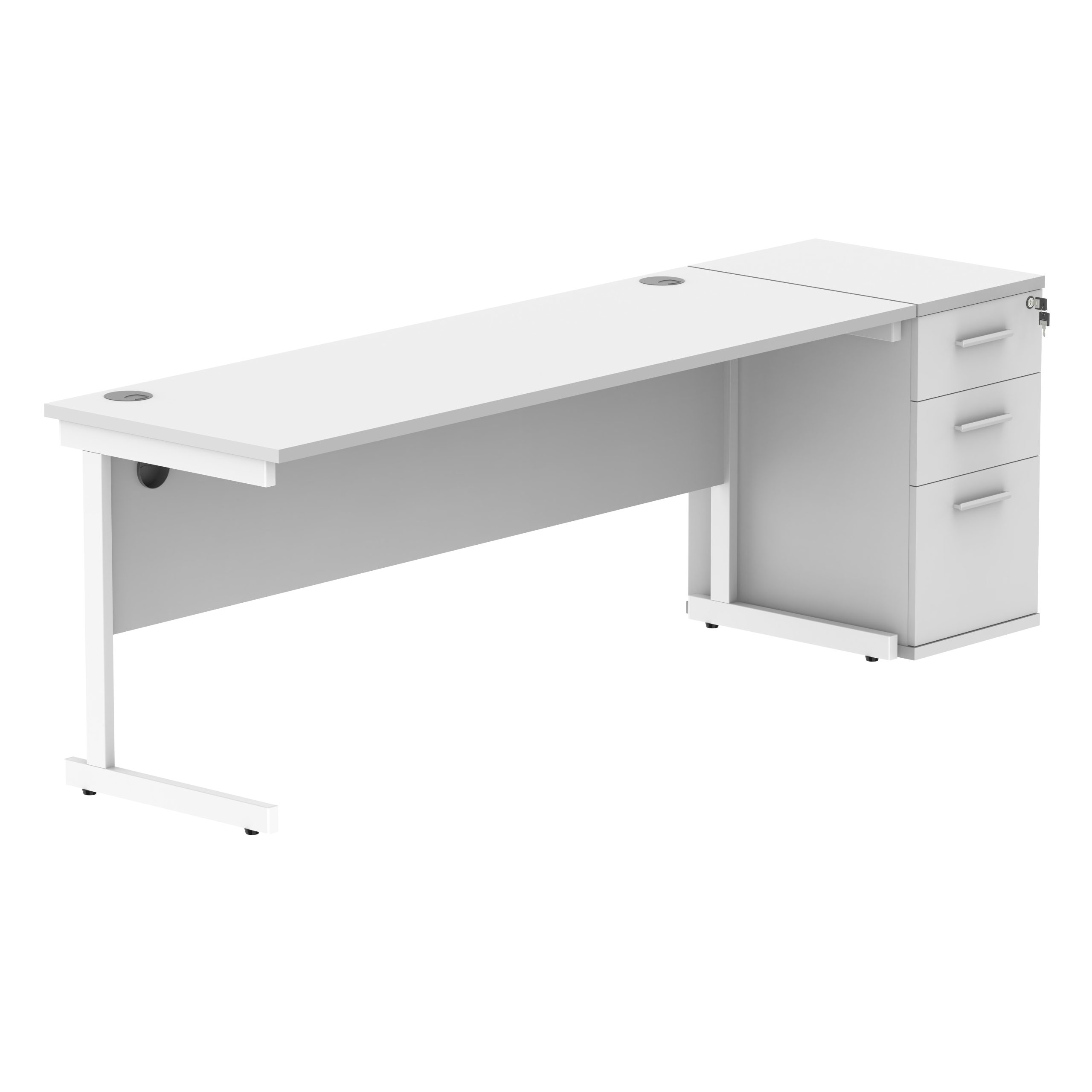 Single Upright Rectangular Desk + Desk High Pedestal | 1800 X 600 ...