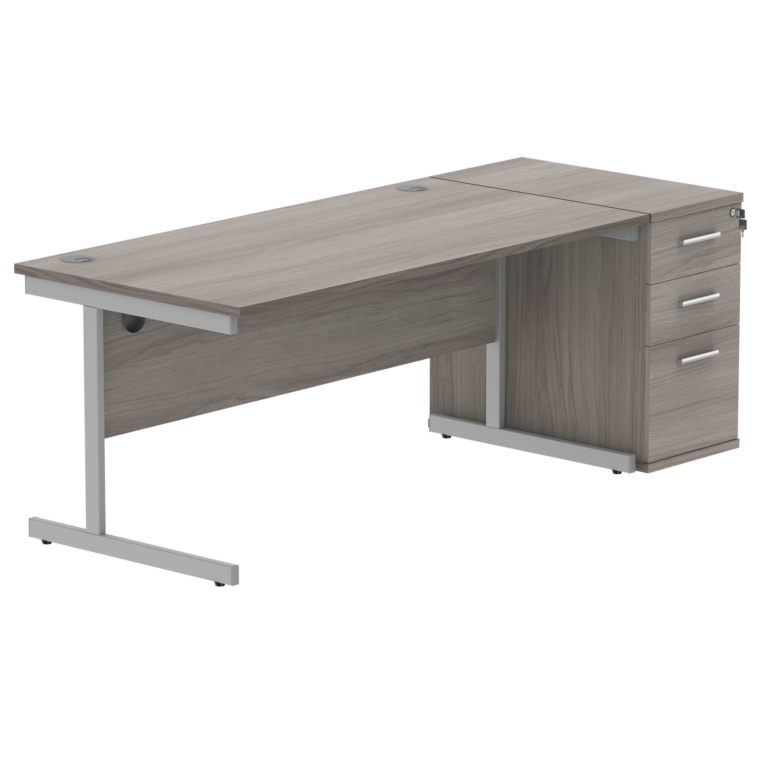 Single Upright Rectangular Desk + Desk High Pedestal | 1800 X 800 ...