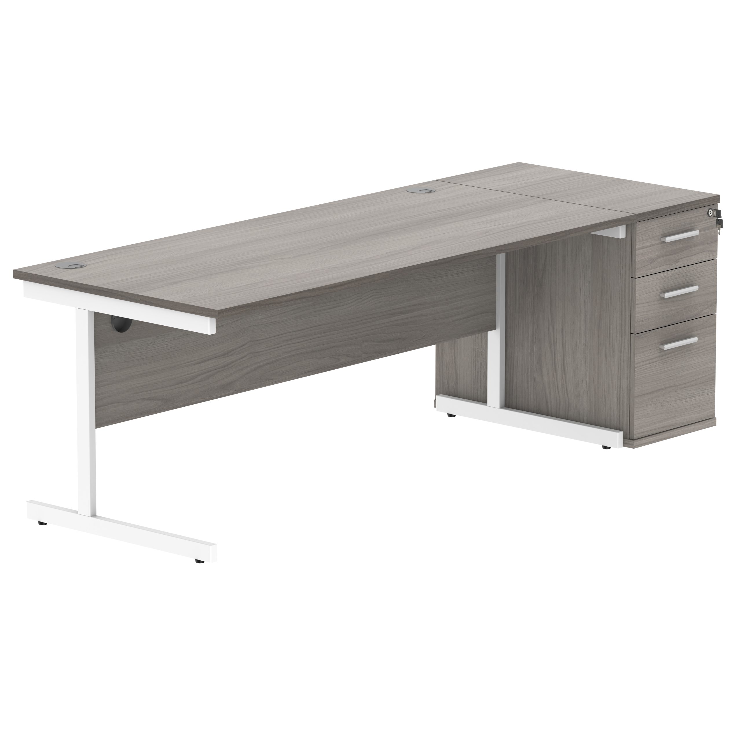 Single Upright Rectangular Desk + Desk High Pedestal | 1800 X 800 ...