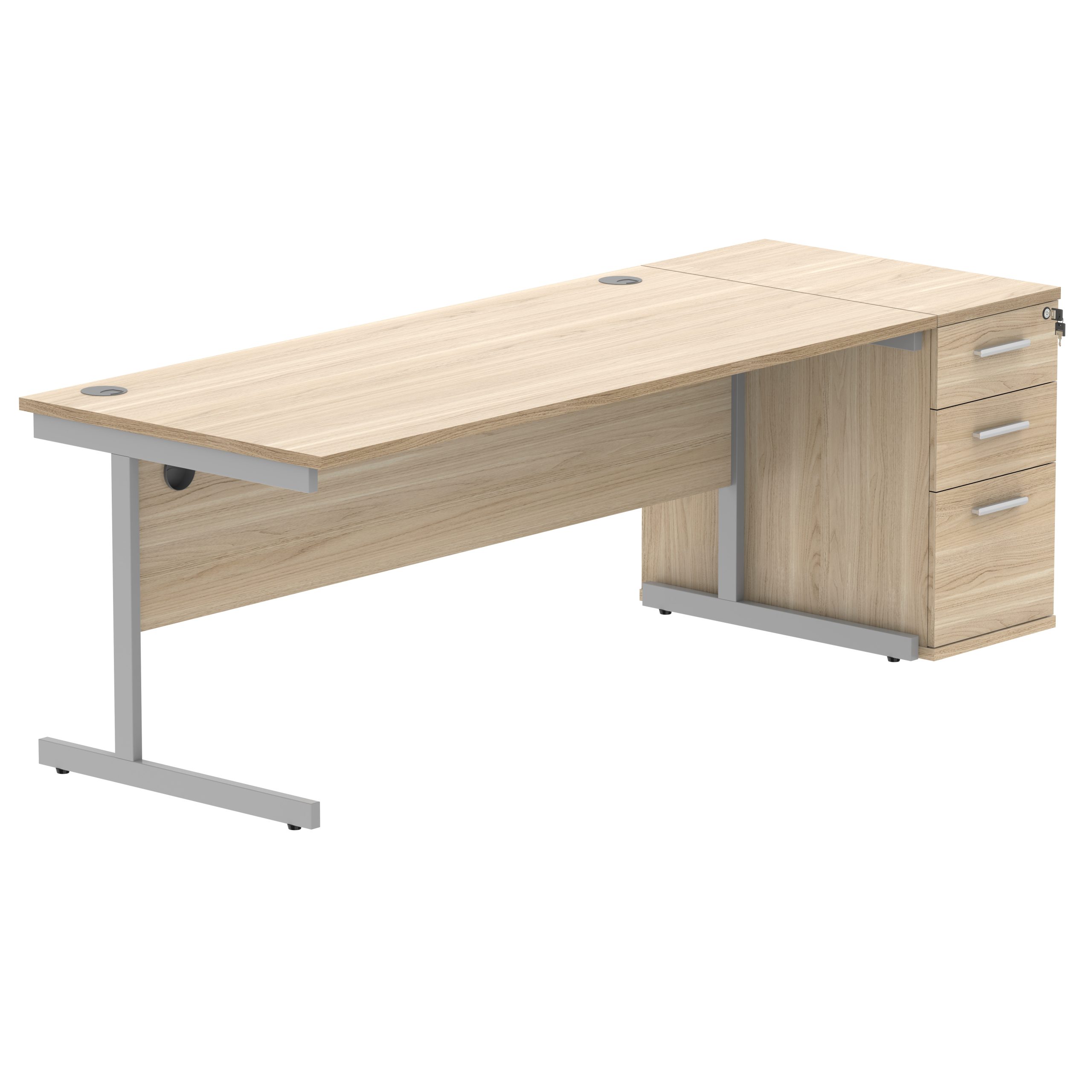 Single Upright Rectangular Desk + Desk High Pedestal | 1800 X 800 ...