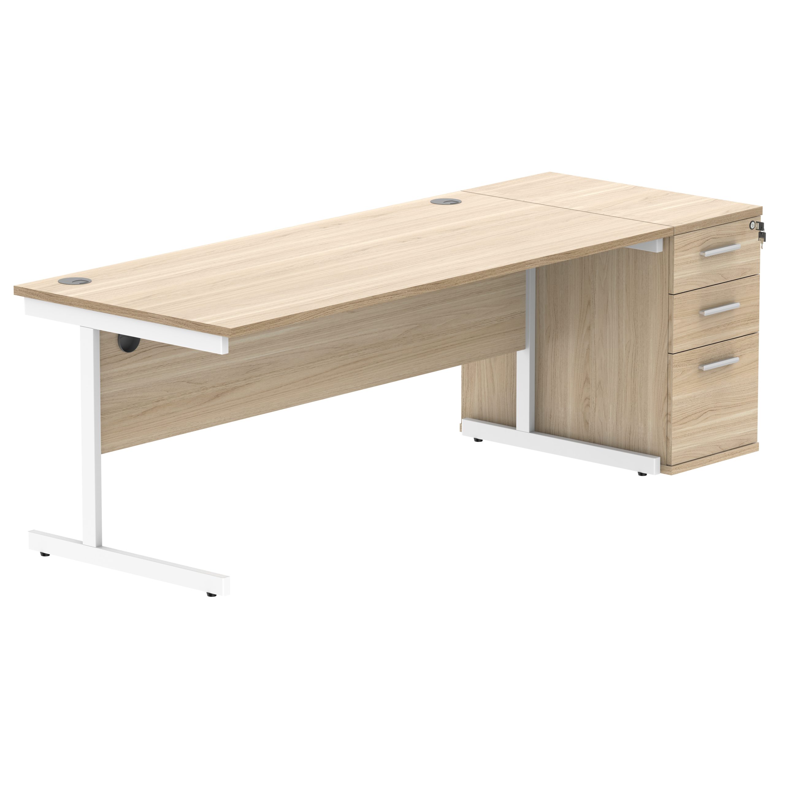 Single Upright Rectangular Desk + Desk High Pedestal | 1800 X 800 ...