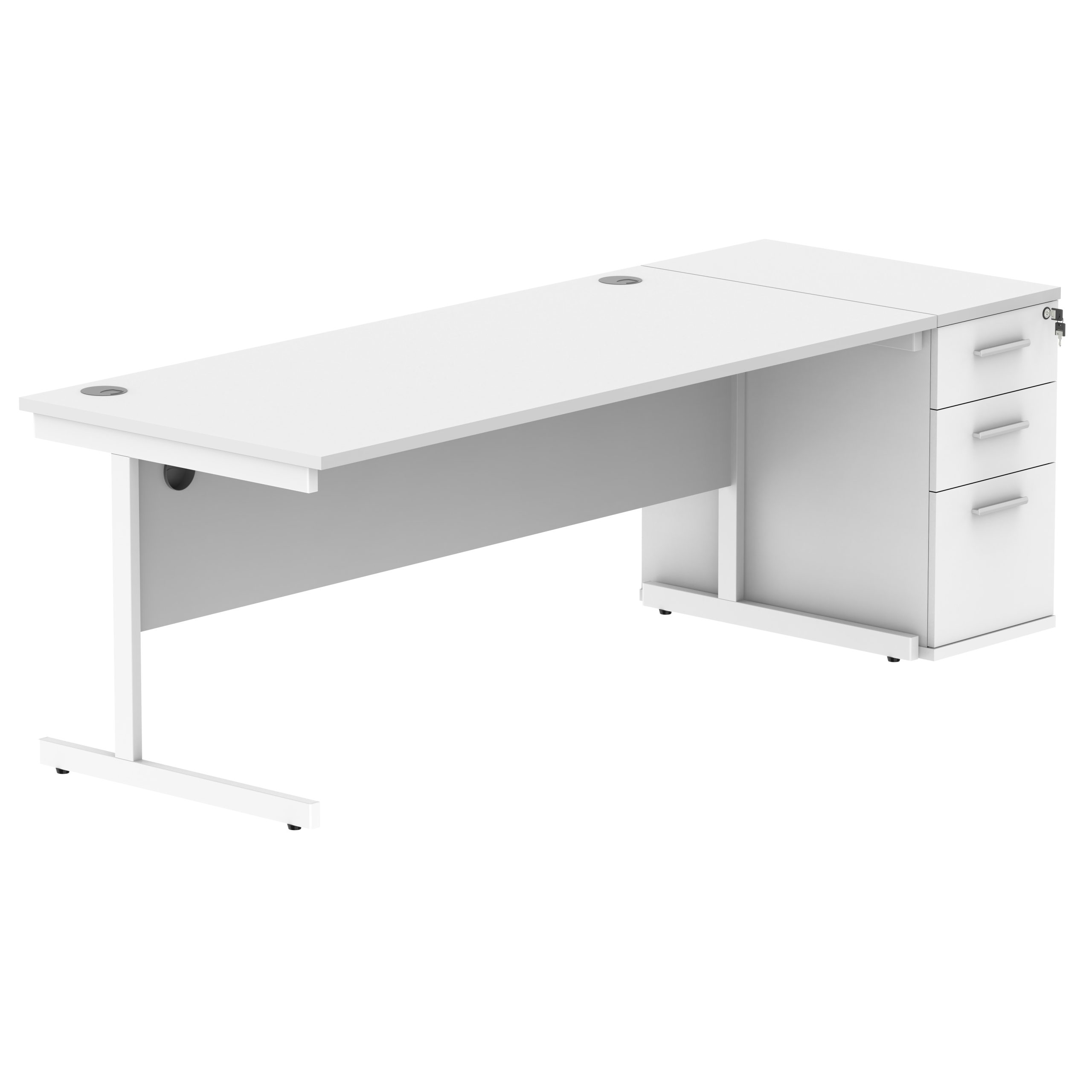 Single Upright Rectangular Desk + Desk High Pedestal | 1800 X 800 ...