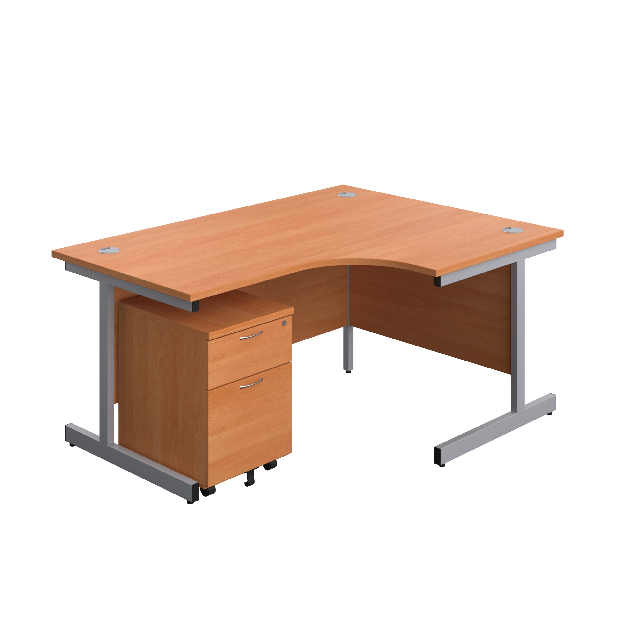 Single Upright Right Hand Radial Desk + Mobile 2 Drawer Pedestal | 1600 ...