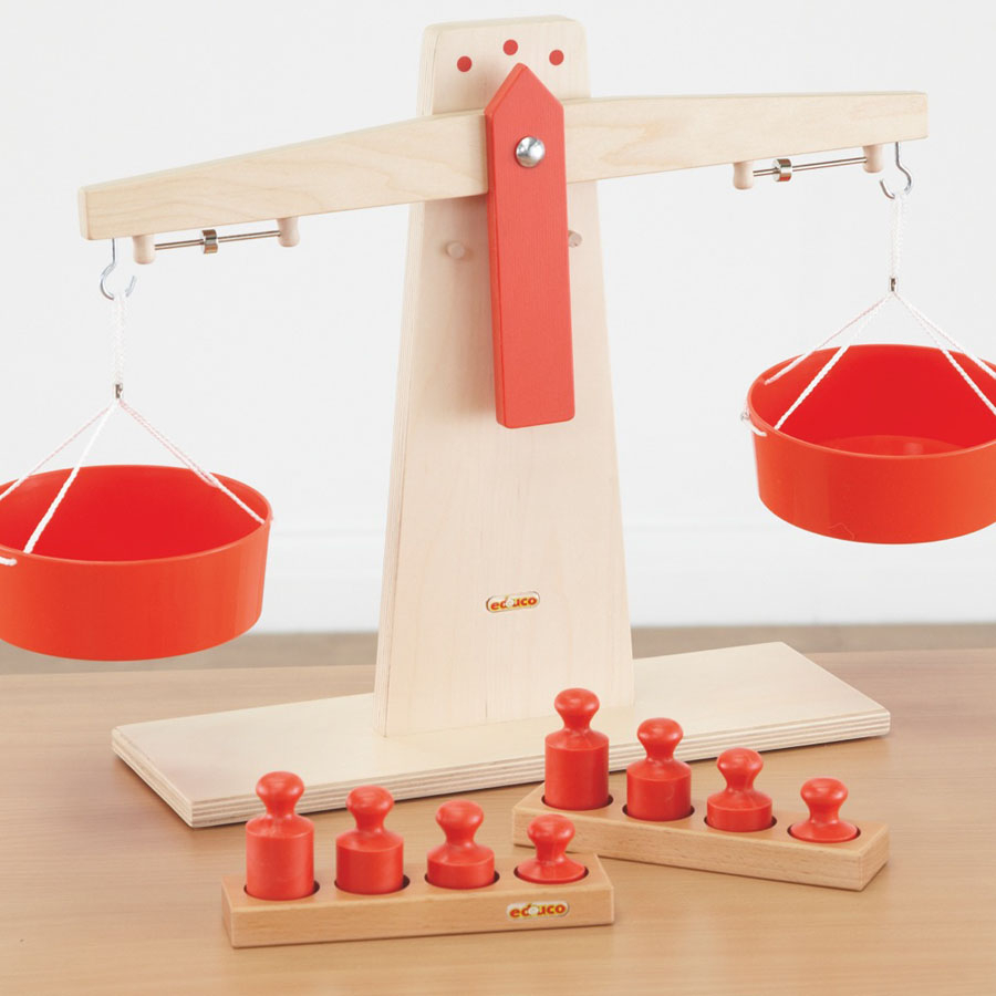 Wooden Tabletop Scales with 8 Weights | Eduspace Supplies