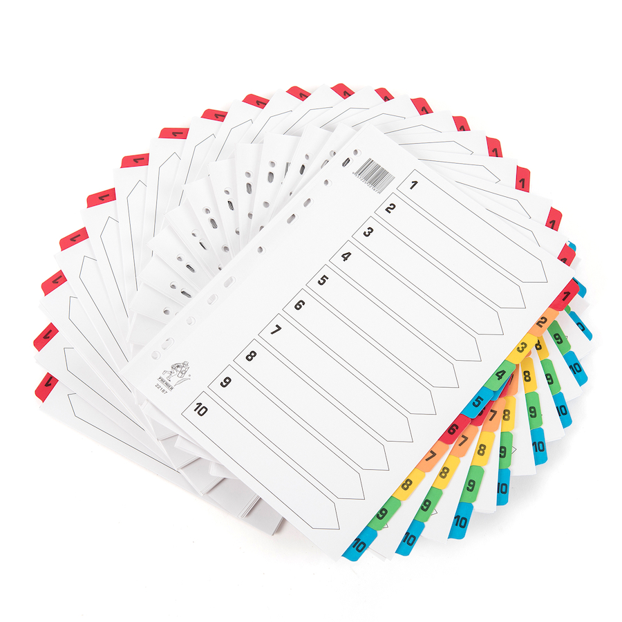 A4 Mylar 1-10 Index File Dividers | Eduspace Supplies
