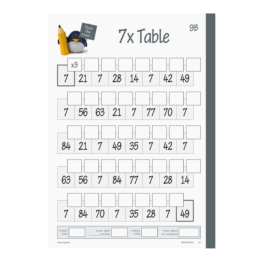 Rapid Recall Multiplication Times Table Workbook Eduspace Supplies
